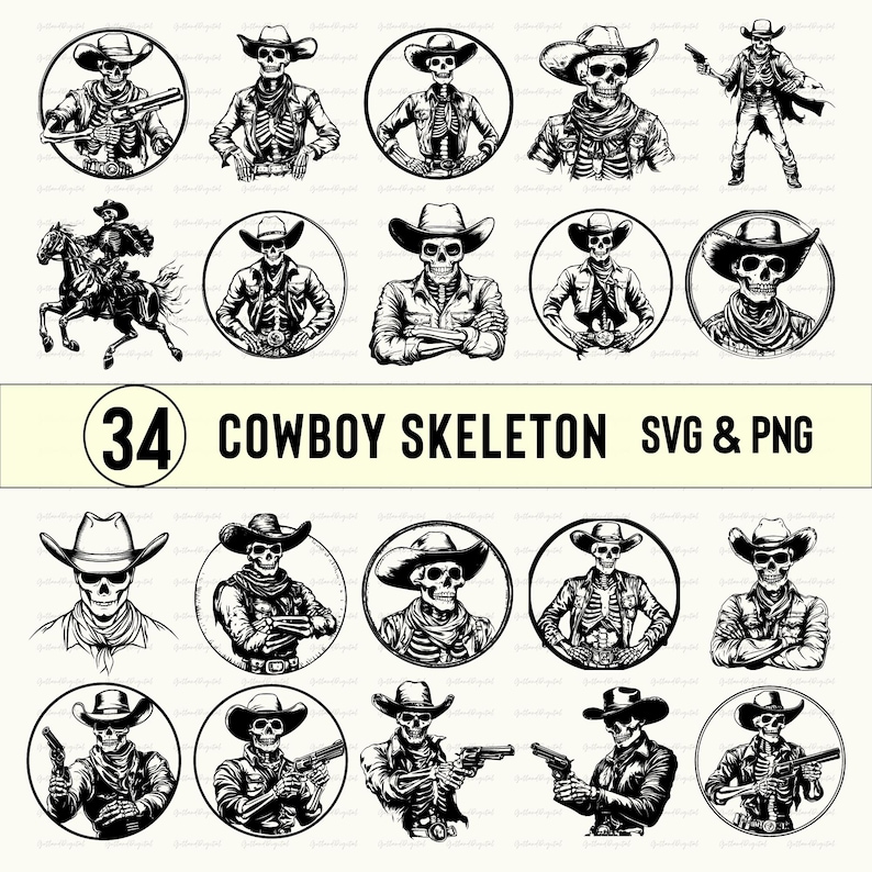Cowboy Skeleton Svg Png, Cowboy Skeleton Clipart, Cowboy Skeleton ...