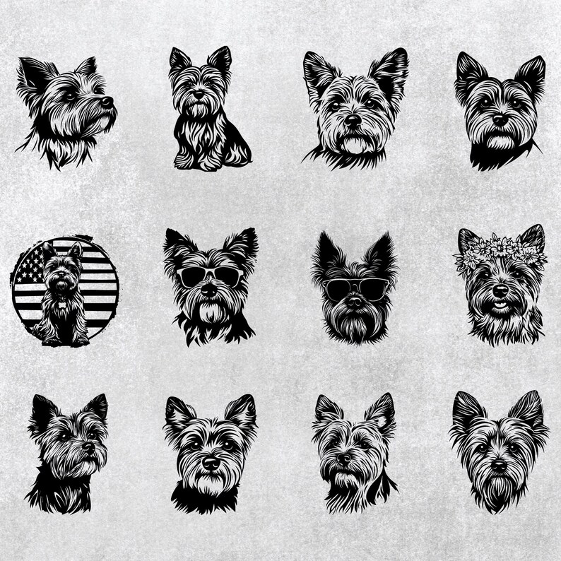 Yorkshire Terrier SVG Bundle: Dog Silhouette Clipart (PNG, Cricut) - Etsy