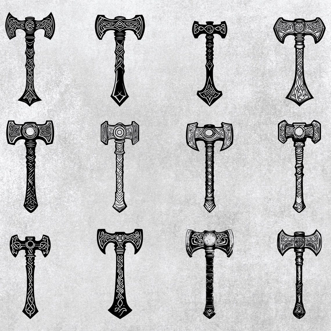 Mjolnir Svg Bundle, Mjolnir Silhouette Png Set, Mjolnir Clipart ...