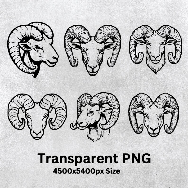 Ram Head Silhouette: SVG Clipart Vector Bundle - Etsy