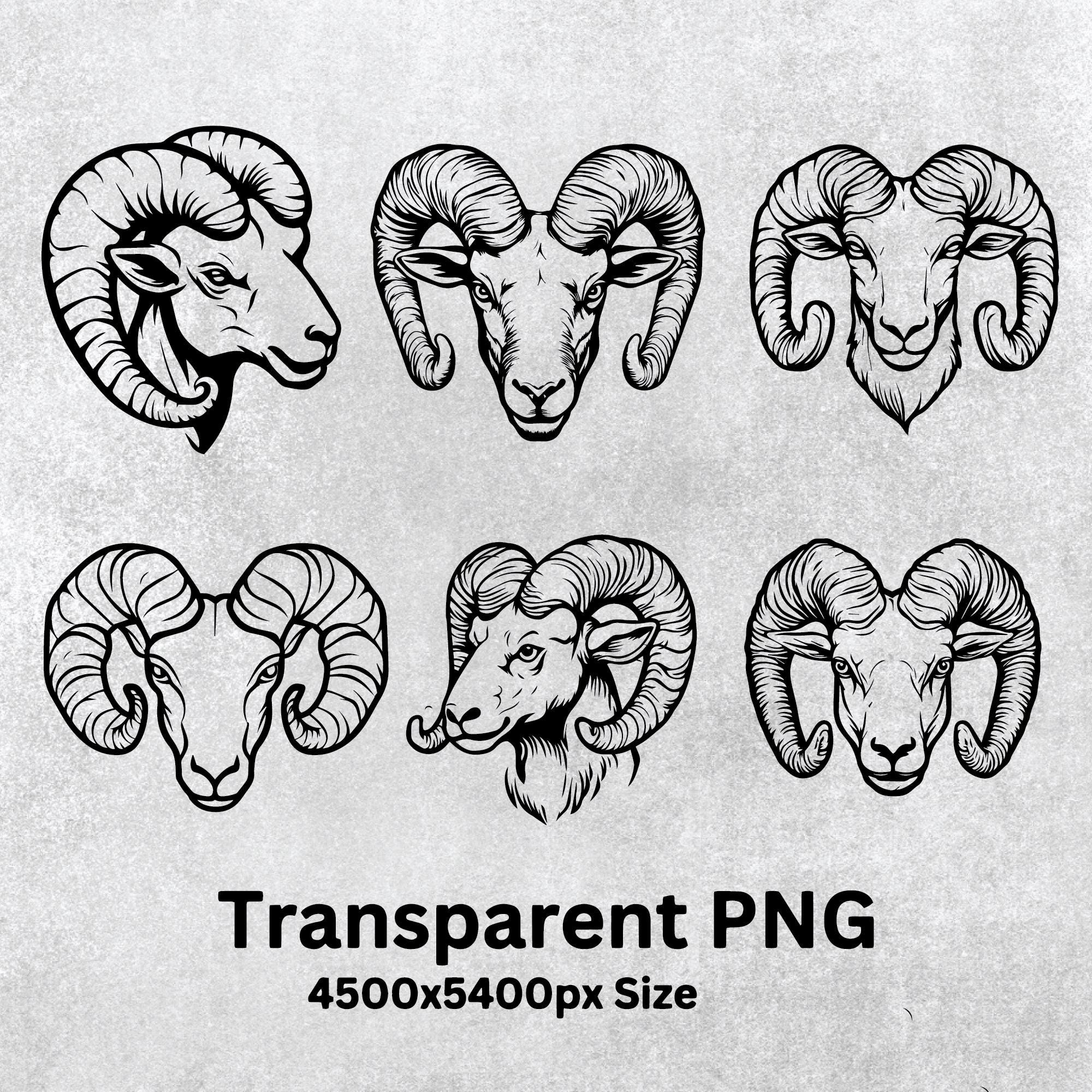 Ram Head Silhouette: SVG Clipart Vector Bundle - Etsy