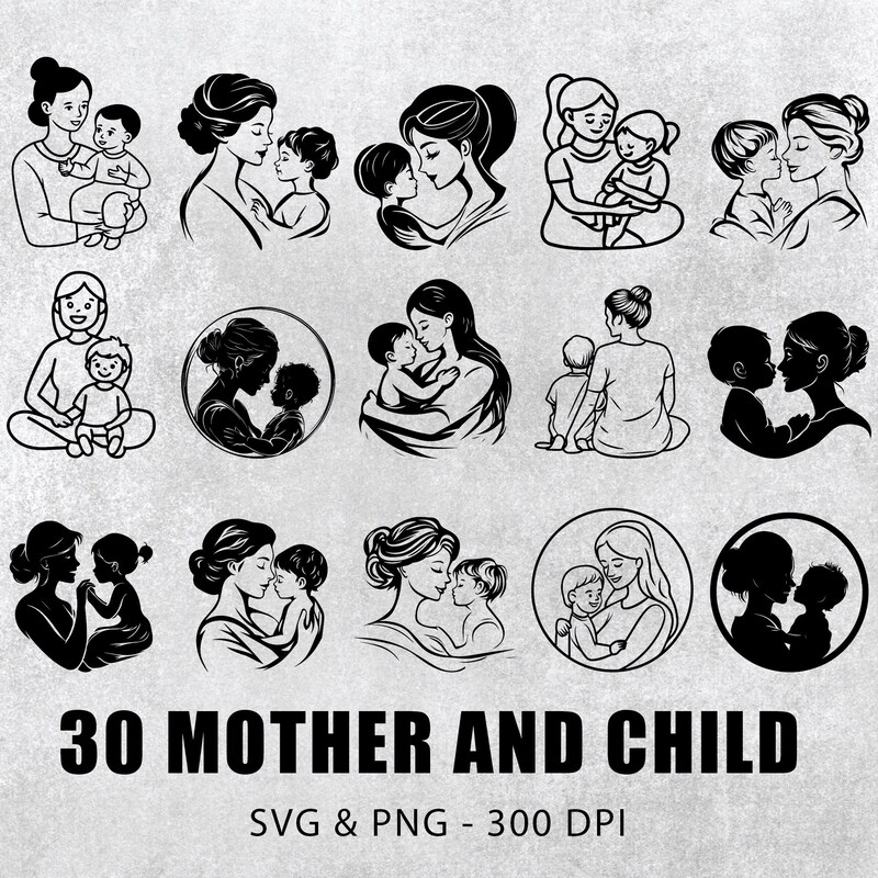 Mother and Child Svg - Etsy