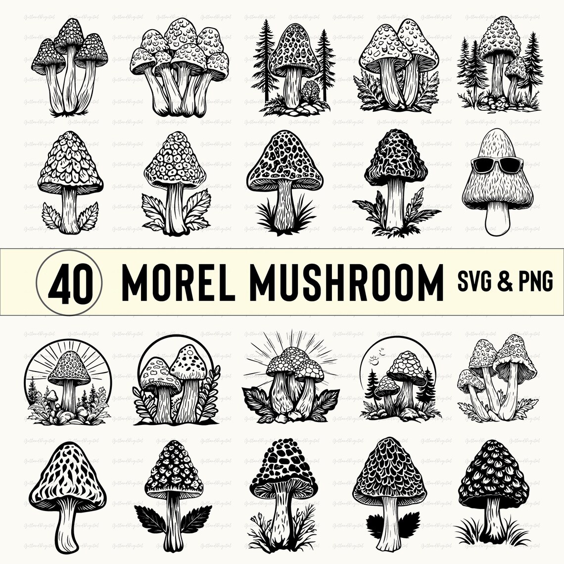 Morel Mushroom Svg Png, Morel Mushroom Clipart, Morel Mushroom ...