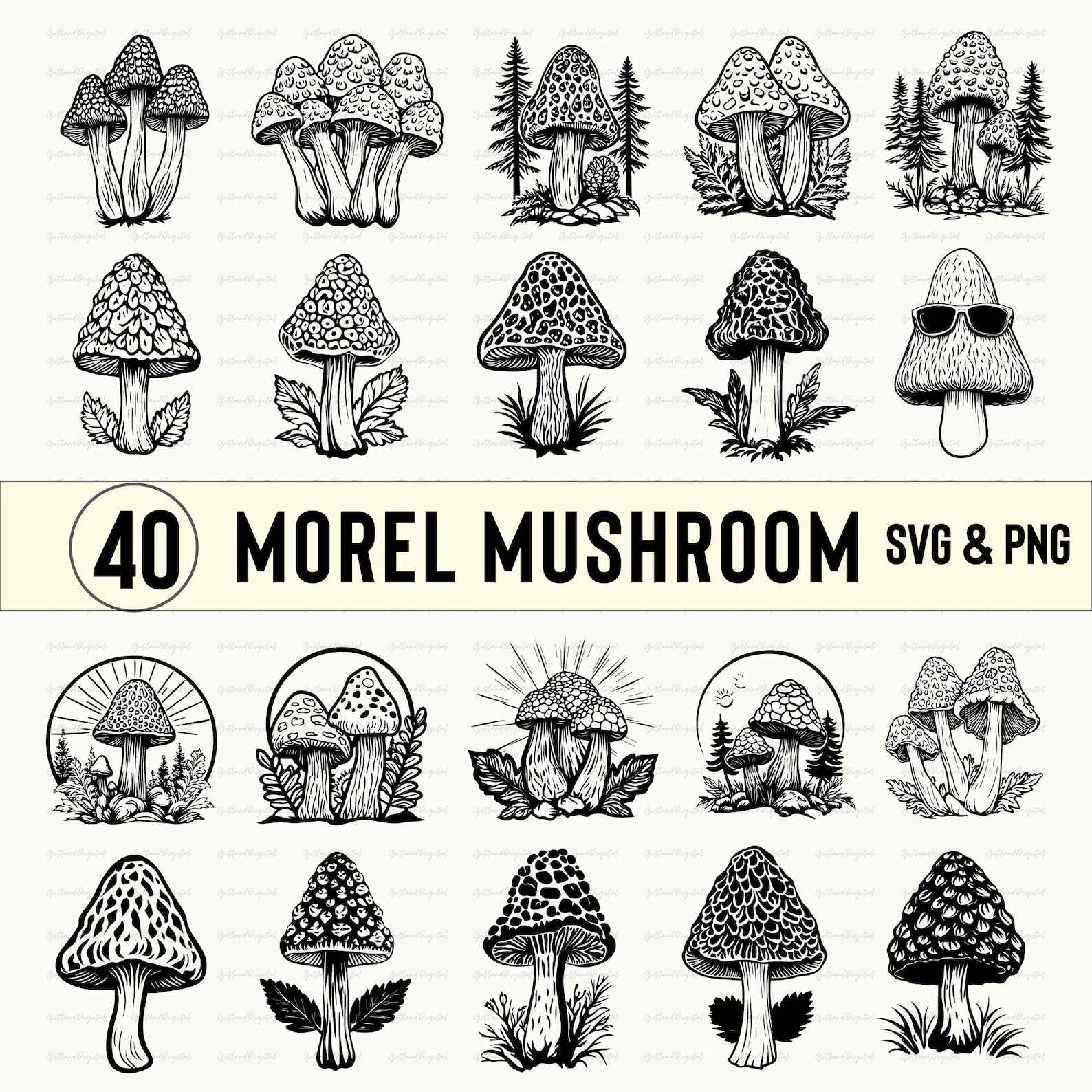 Morel Mushroom Svg Png, Morel Mushroom Clipart, Morel Mushroom ...