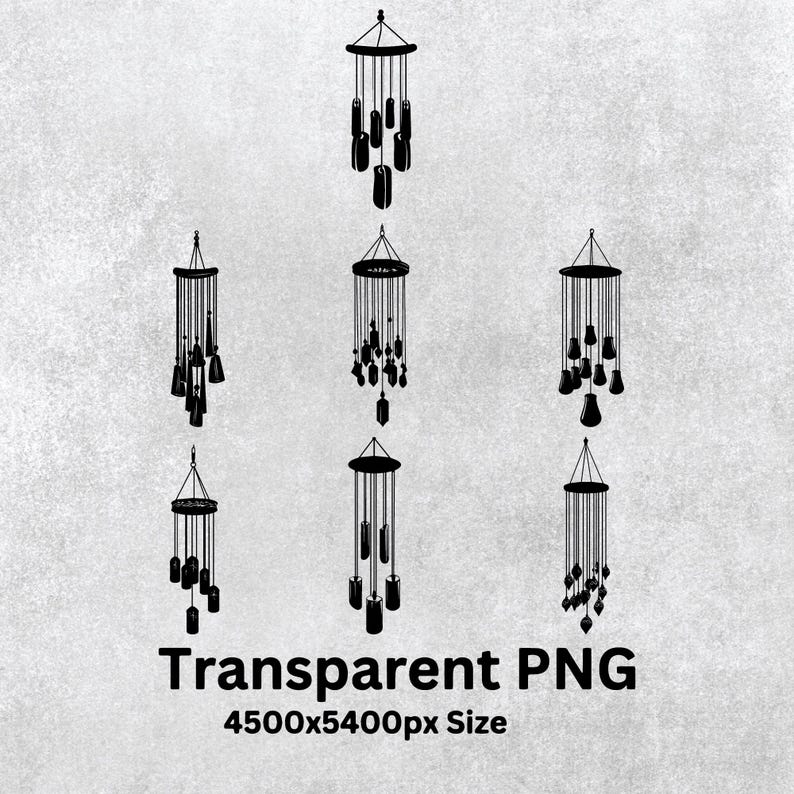 Wind Chime Svg Bundle, Wind Chime Silhouette Png Set, Wind Chime ...