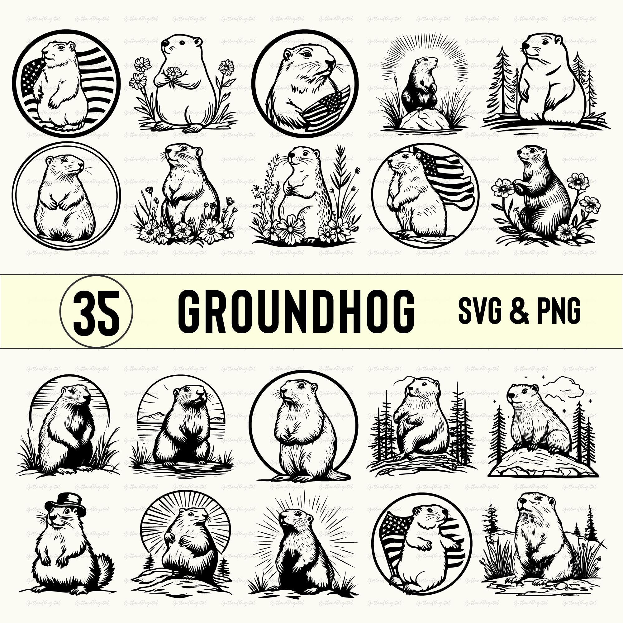 Groundhog Svg Png, Groundhog Clipart, Groundhog Silhouette, Groundhog ...