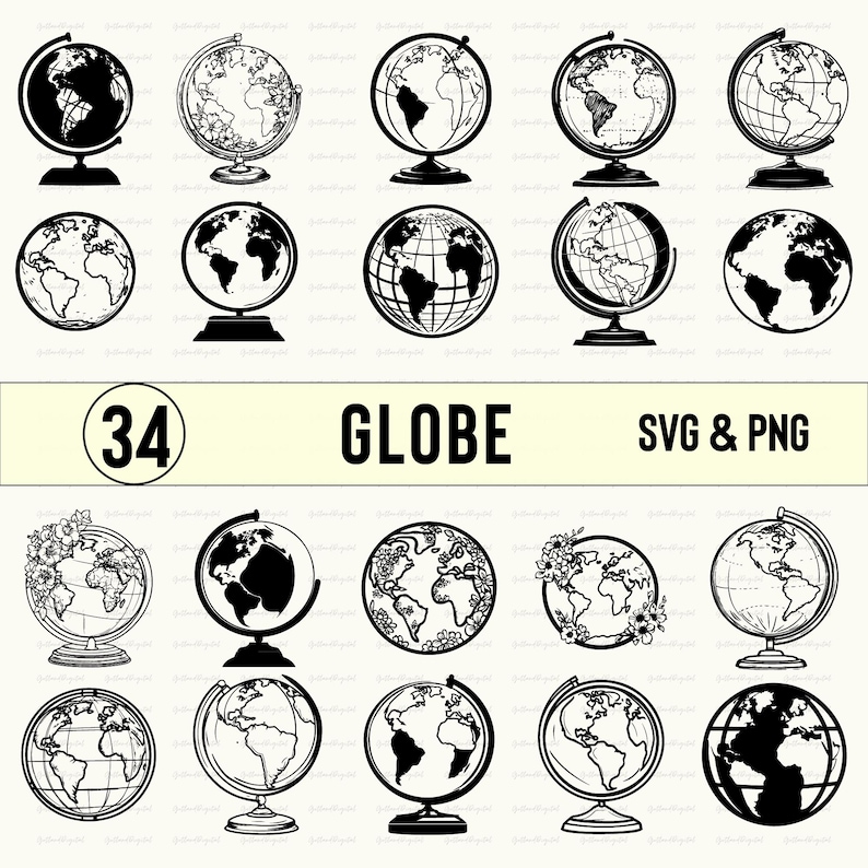 Globe Svg Png Bundle, Globe Clipart, Globe Silhouette, Globe Vector ...
