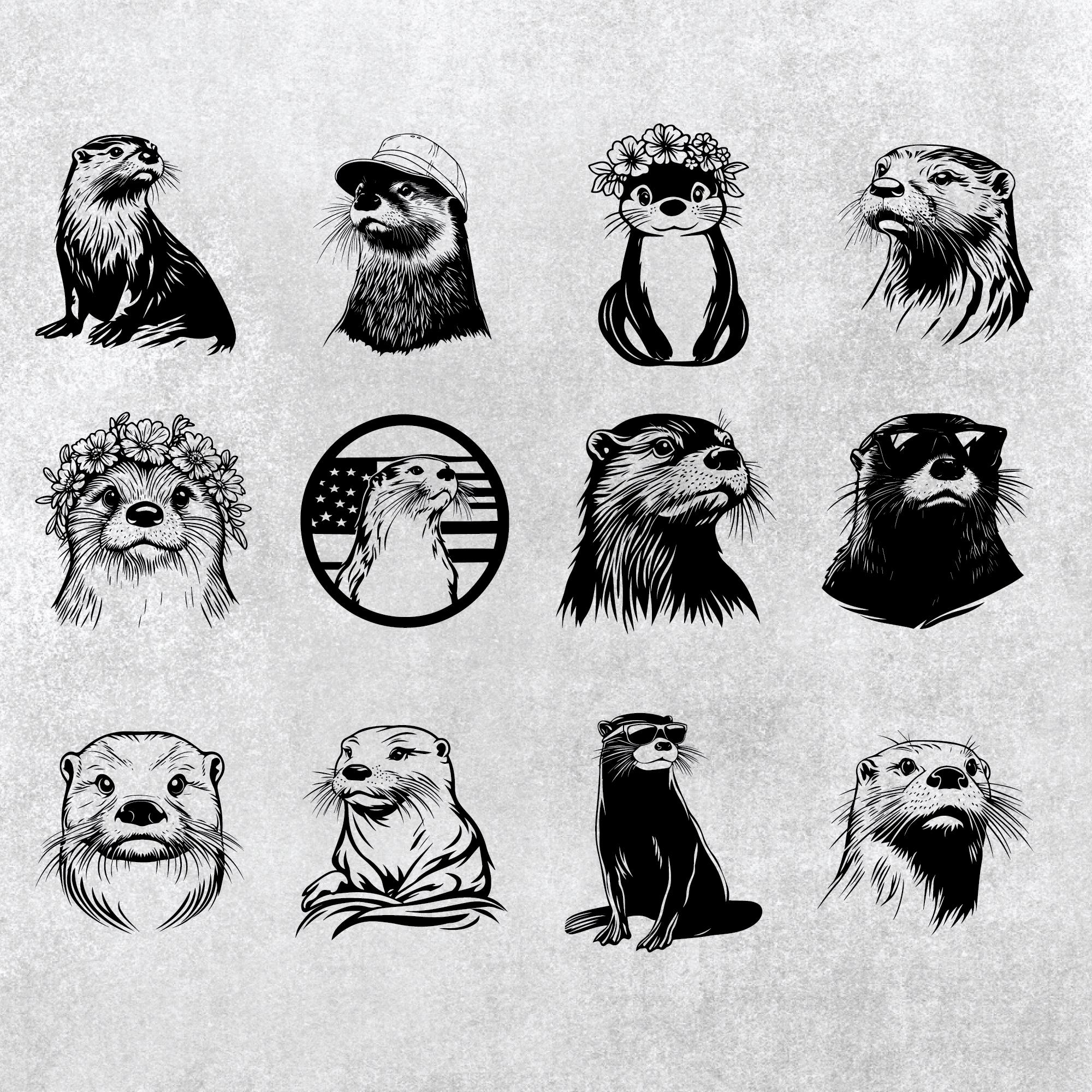 Otter Svg Bundle, Otter Silhouette, Otter Clipart, Otter Vector, Otter ...