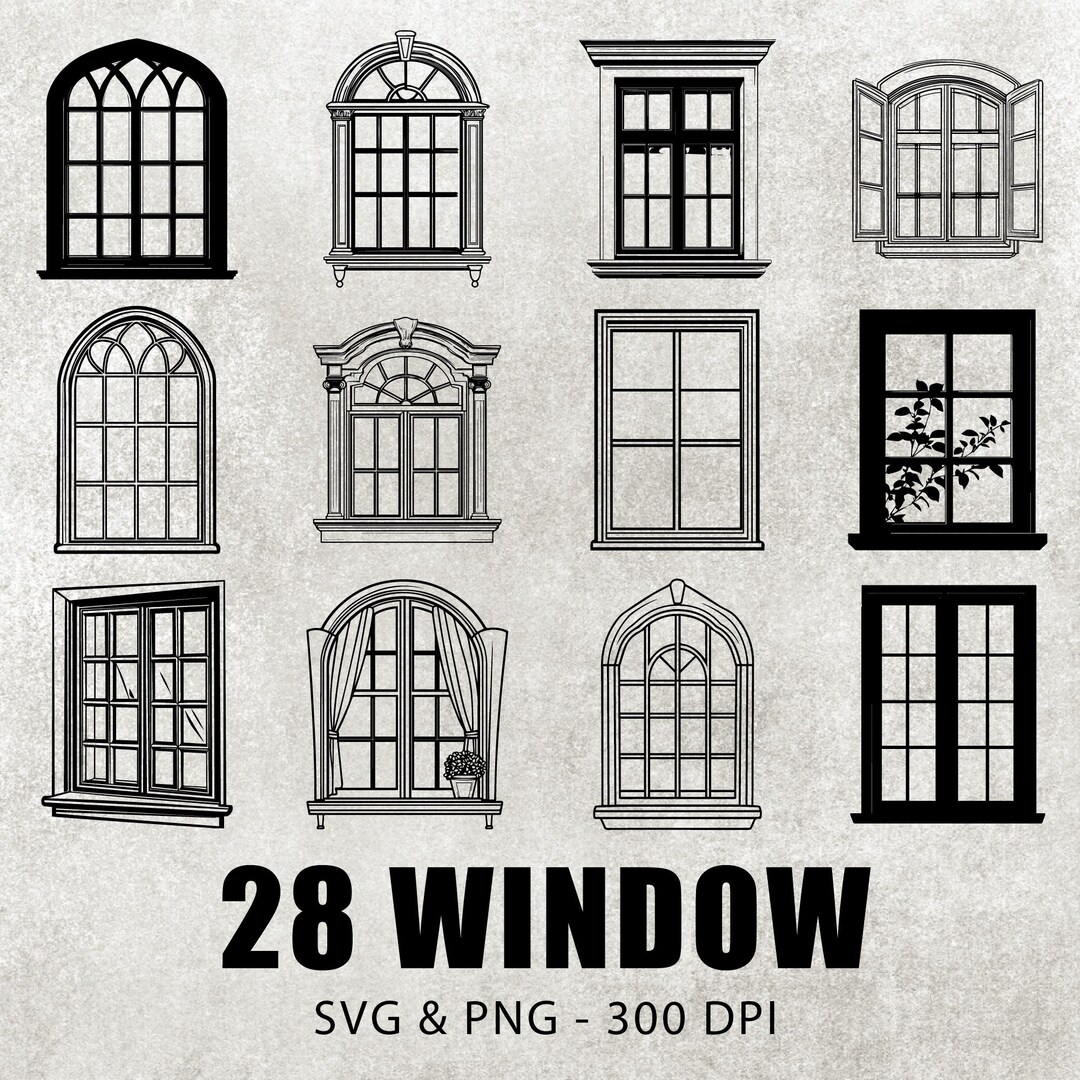 Window Svg Bundle, Window Silhouette, Window Clipart, Window Vector ...