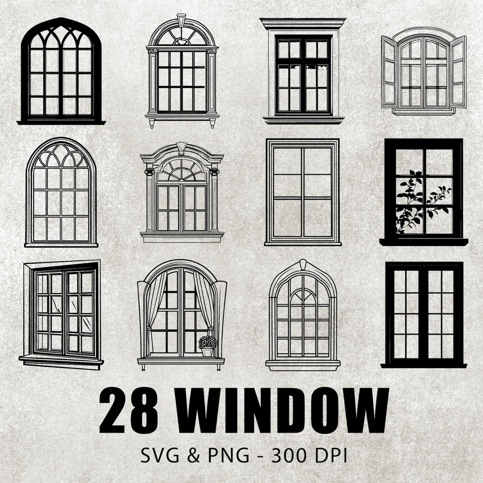 Window Svg Bundle, Window Silhouette, Window Clipart, Window Vector ...
