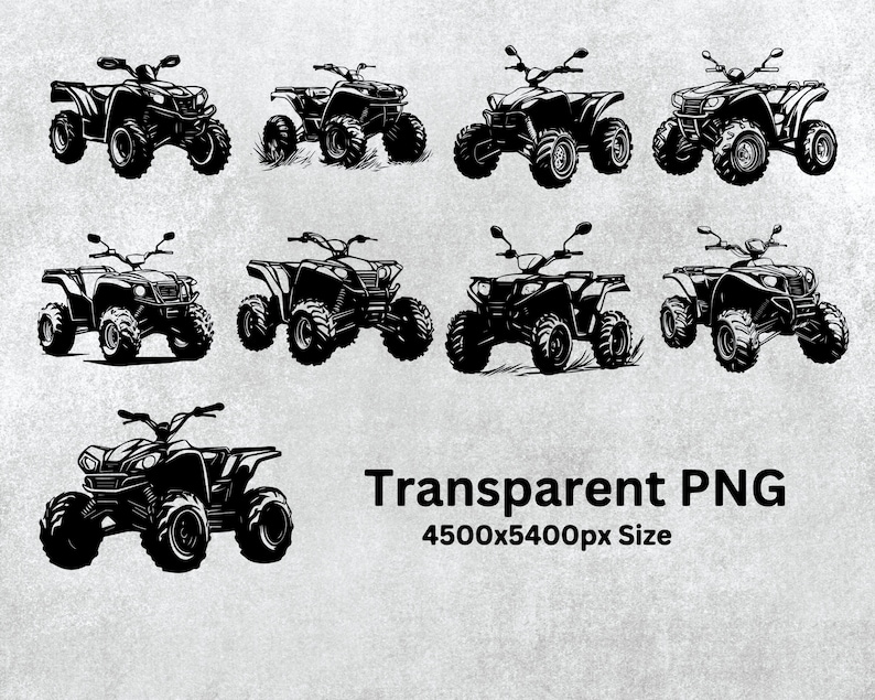 ATV Bike Silhouette SVG Bundle: 4 Wheeler Clipart, Decal Vector (PNG ...