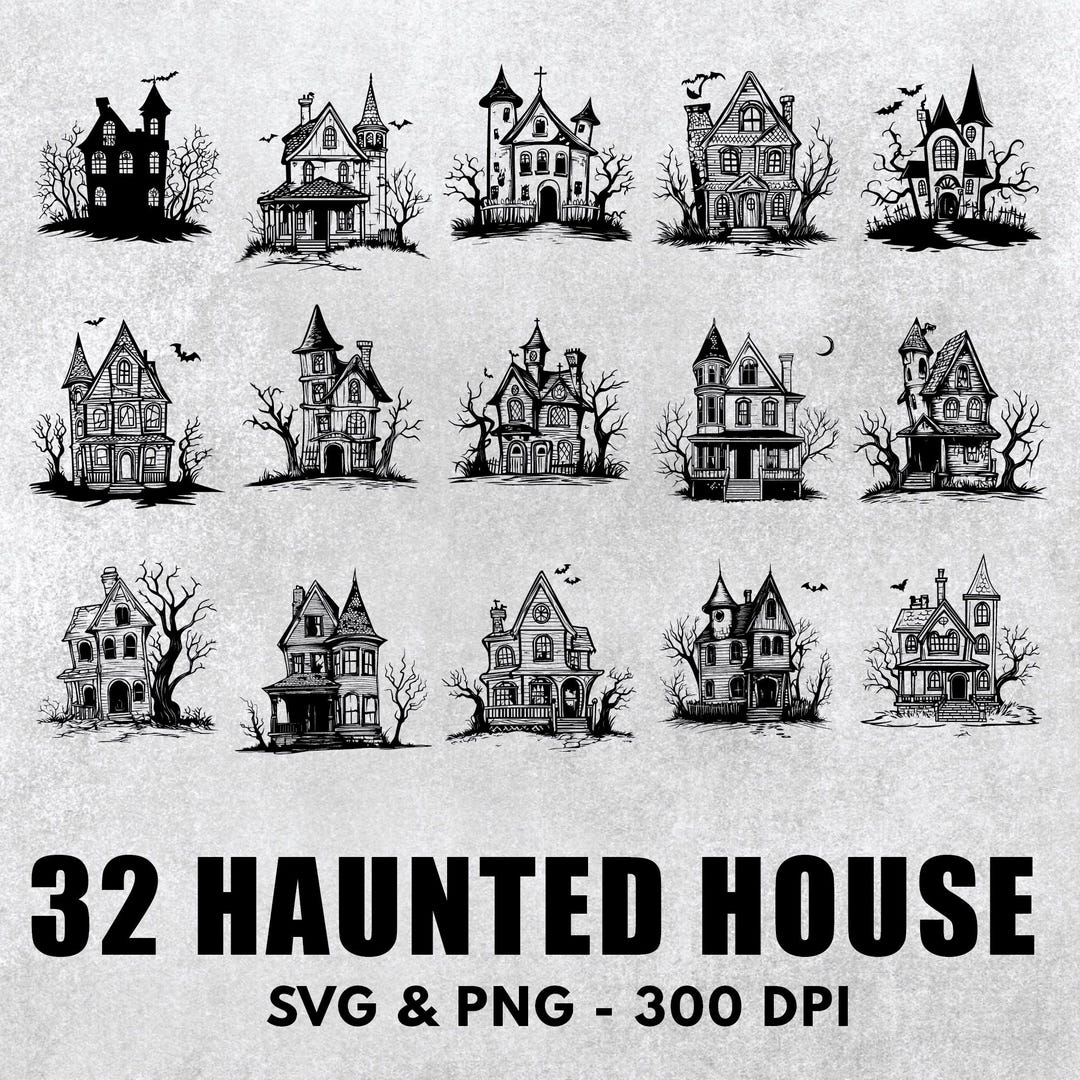 Haunted House Svg Bundle, Haunted House Vector Set, Haunted House ...