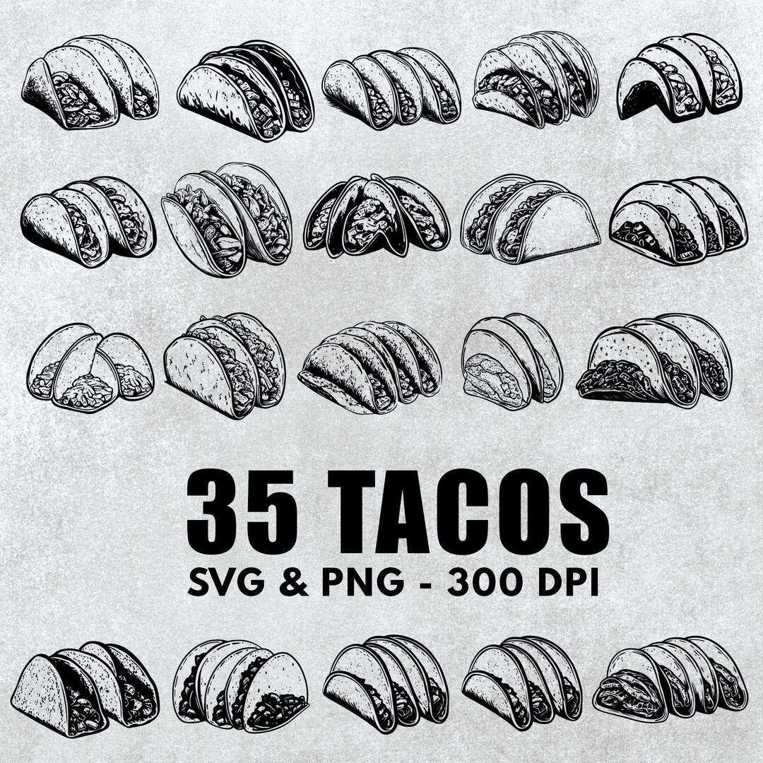 Tacos Svg Bundle, Tacos Silhouette, Tacos Clipart Vector, Tacos Decal ...