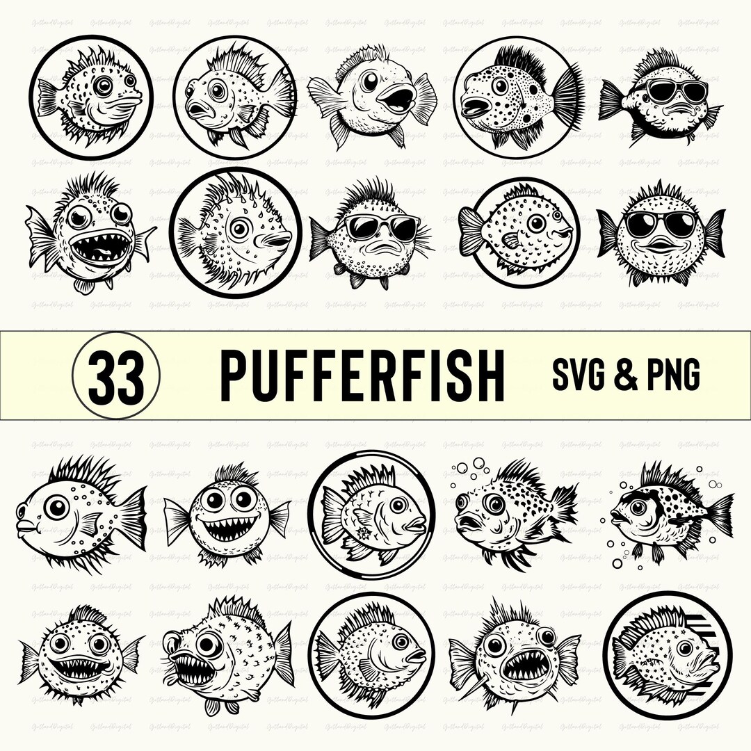 Pufferfish Vector Art: SVG, PNG Clipart Bundle - Etsy