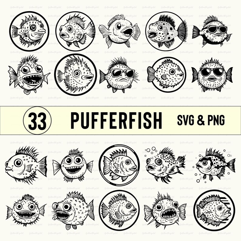 Pufferfish Vector Art: SVG, PNG Clipart Bundle - Etsy