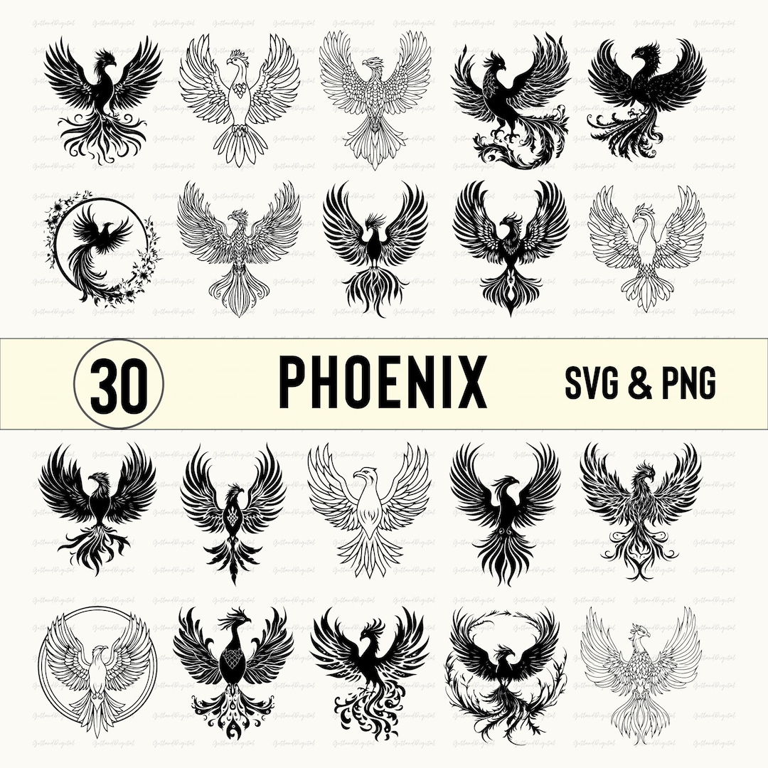 Phoenix Svg Bundle, Phoenix Silhouette, Phoenix Clipart, Phoenix Vector ...