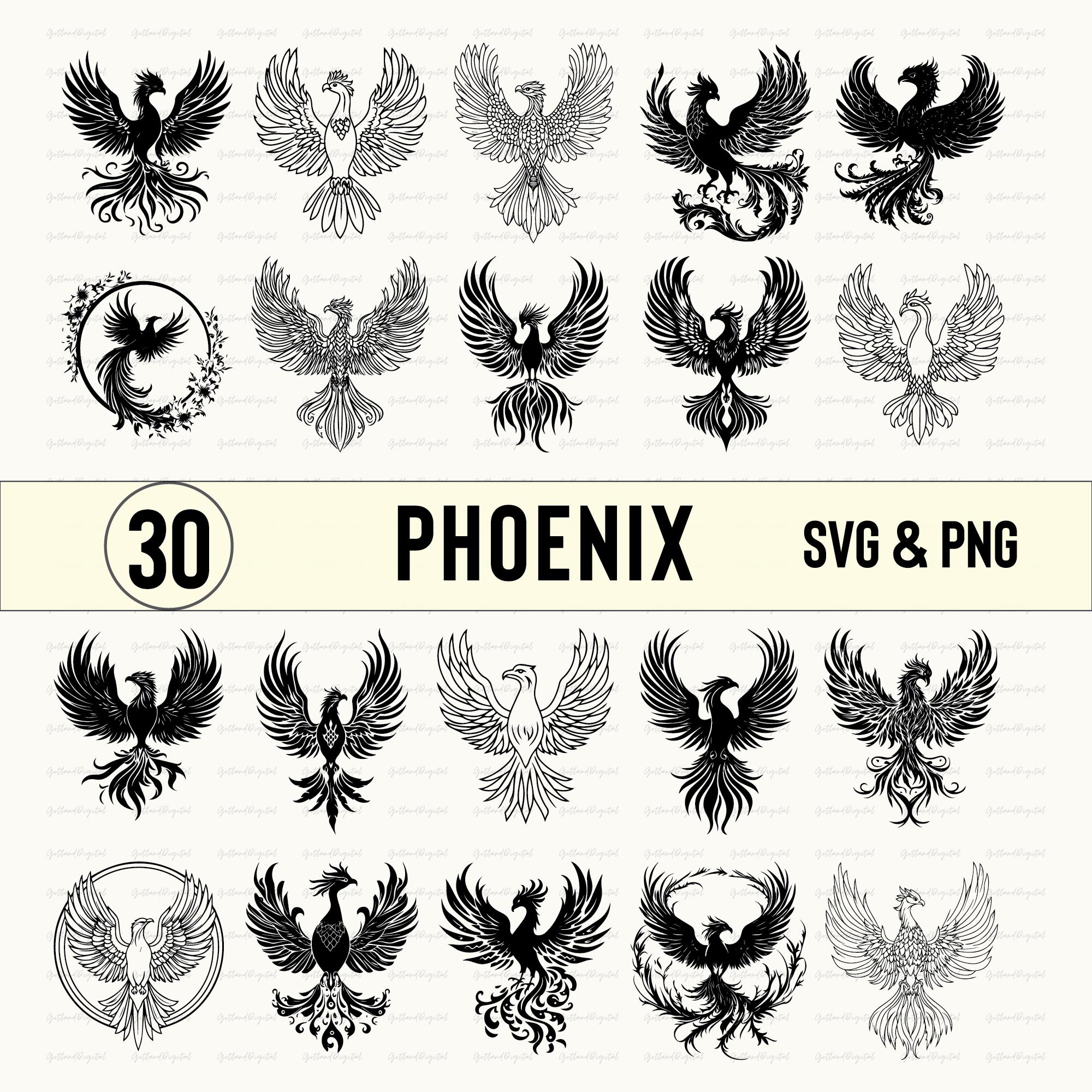 Phoenix Svg Bundle, Phoenix Silhouette, Phoenix Clipart, Phoenix Vector ...