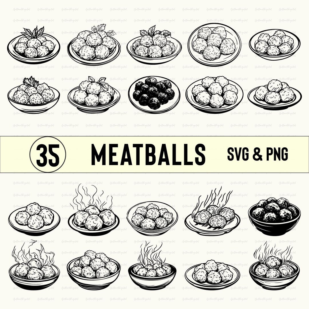 Meatballs SVG PNG Clipart: Vector Cut File Designs - Etsy