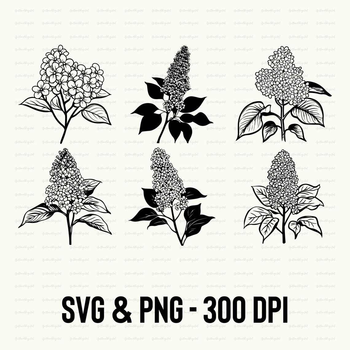 Lilac Flower SVG PNG Clipart: Silhouette Vector Cut Files - Etsy