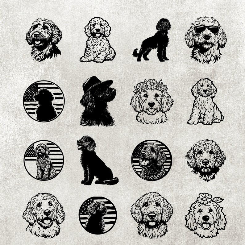 Goldendoodle Silhouette Bundle: Vector Clipart, Cricut Cut File (SVG ...