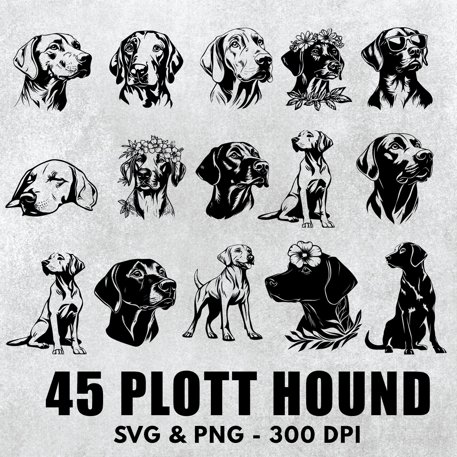 Plott Hound SVG Bundle: Silhouette Clipart Vector (PNG, 300 DPI) - Etsy