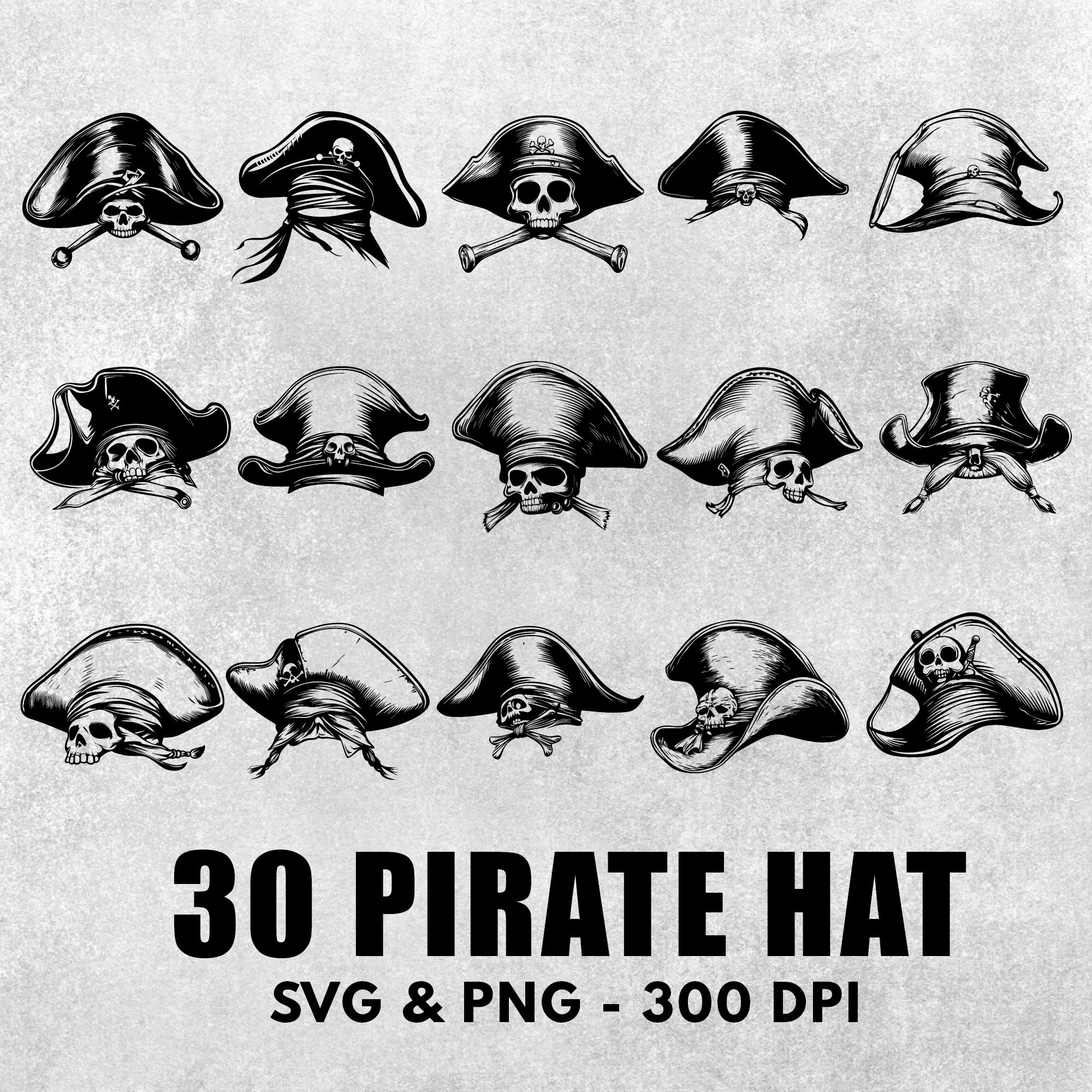Pirate Hat Svg Bundle, Pirate Hat Silhouette Png Set, Pirate Hat ...