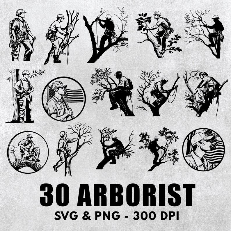 Arborist Svg Bundle, Arborist Silhouette Set, Arborist Clipart ...