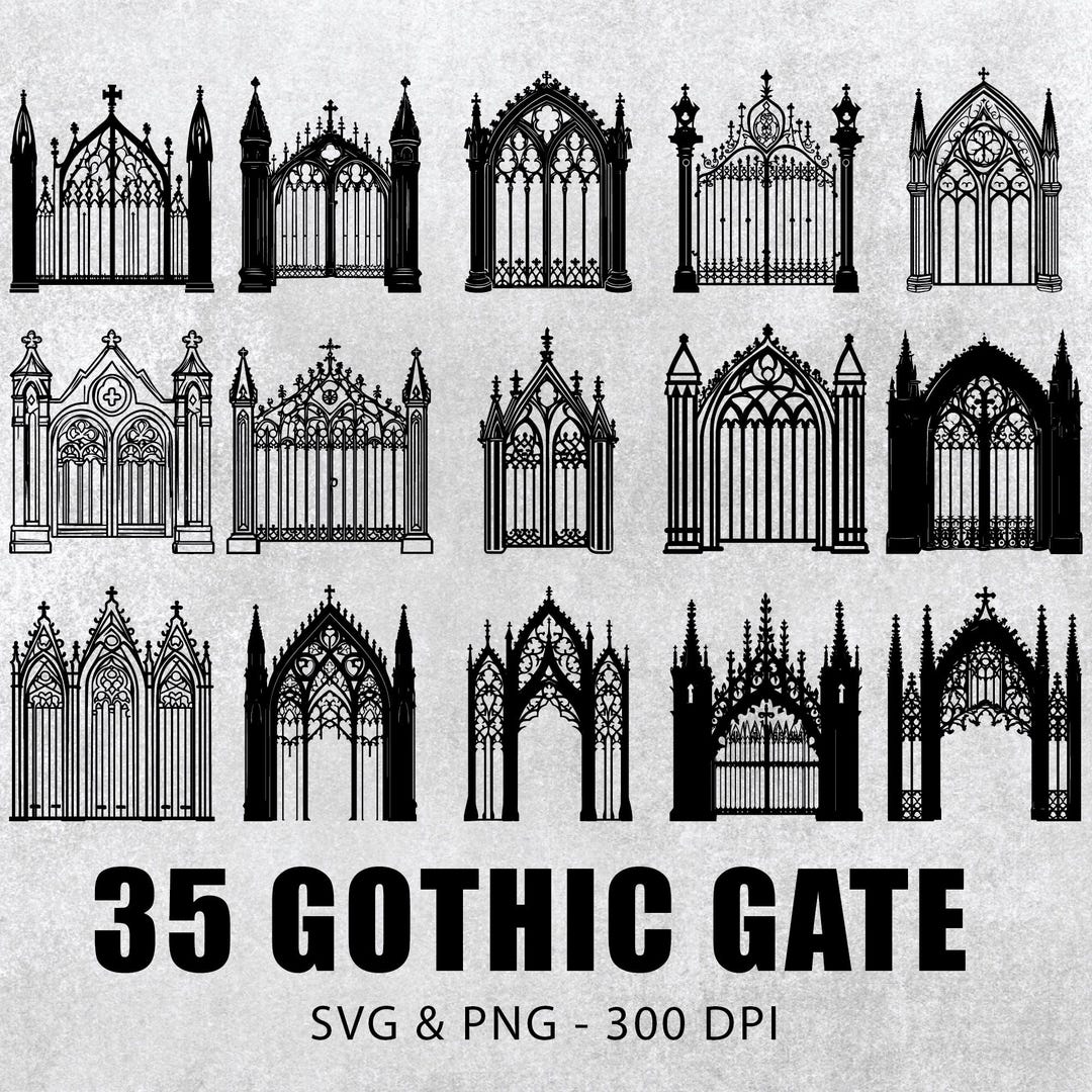 Gothic Gate Svg Bundle, Gothic Gate Svg Vector Set, Gothic Gate Clipart ...