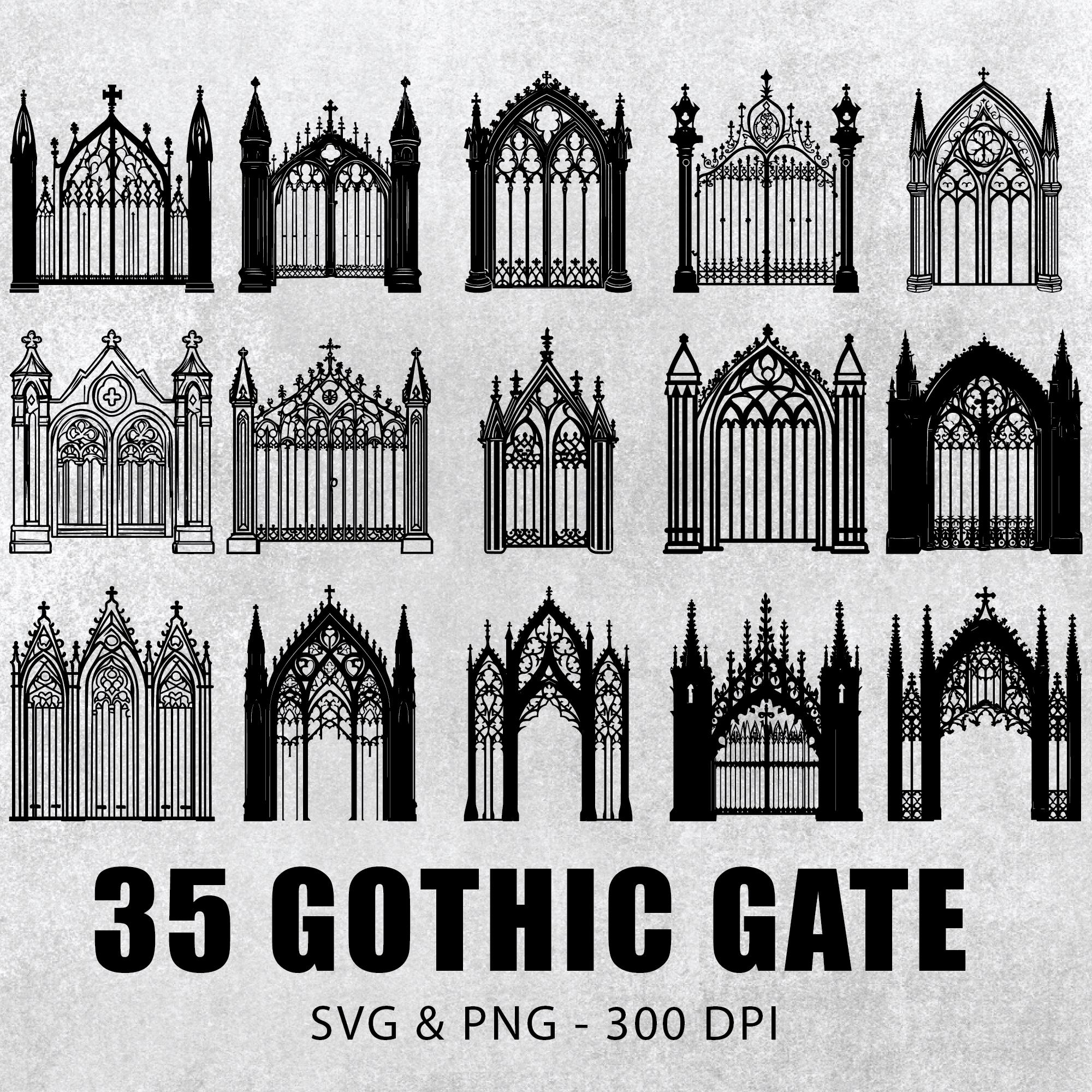 Gothic Gate SVG Bundle: Vector Clipart, Decal Designs (PNG, Cricut) - Etsy