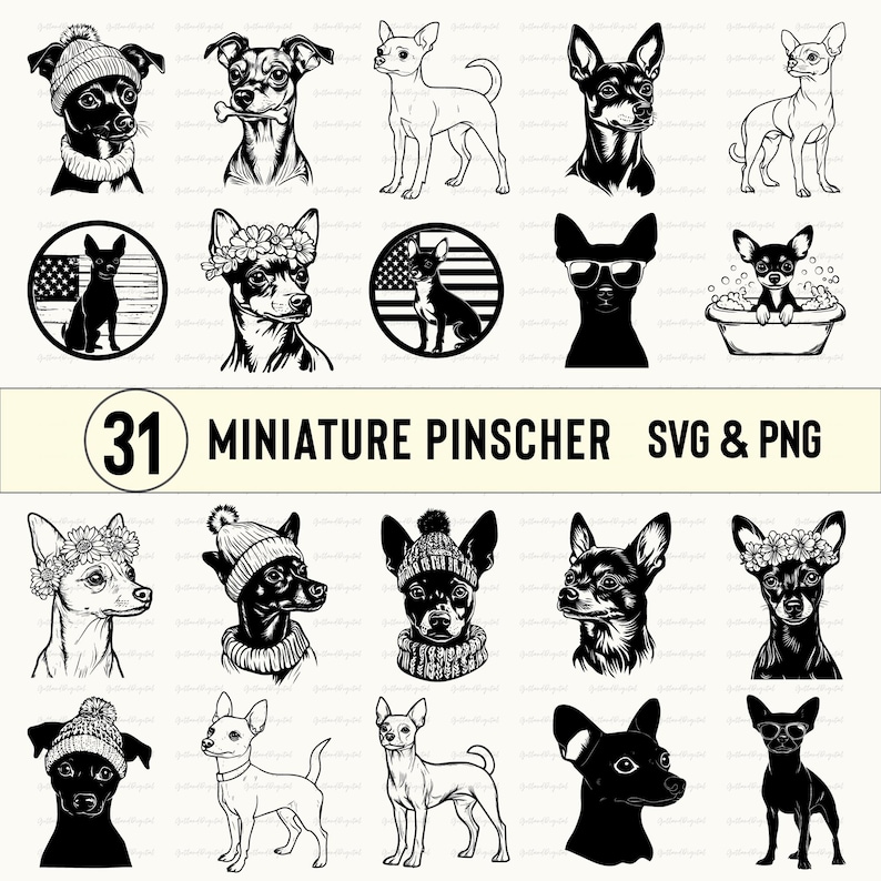 Miniature Pinscher Svg Bundle, Miniature Pinscher Silhouette, Miniature ...