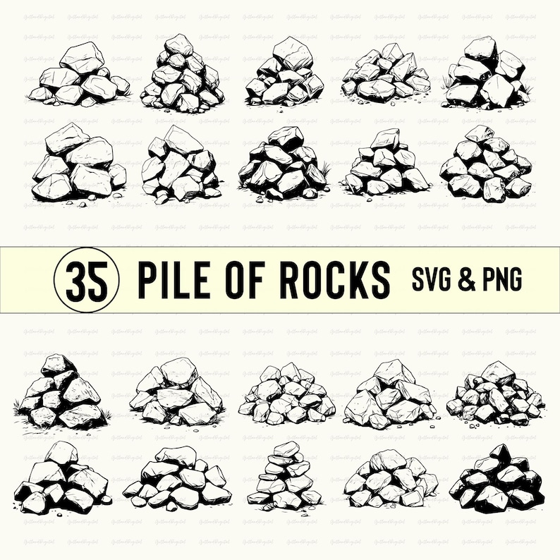 Pile of Rocks Clipart: SVG, PNG, Vector Cut File - Etsy