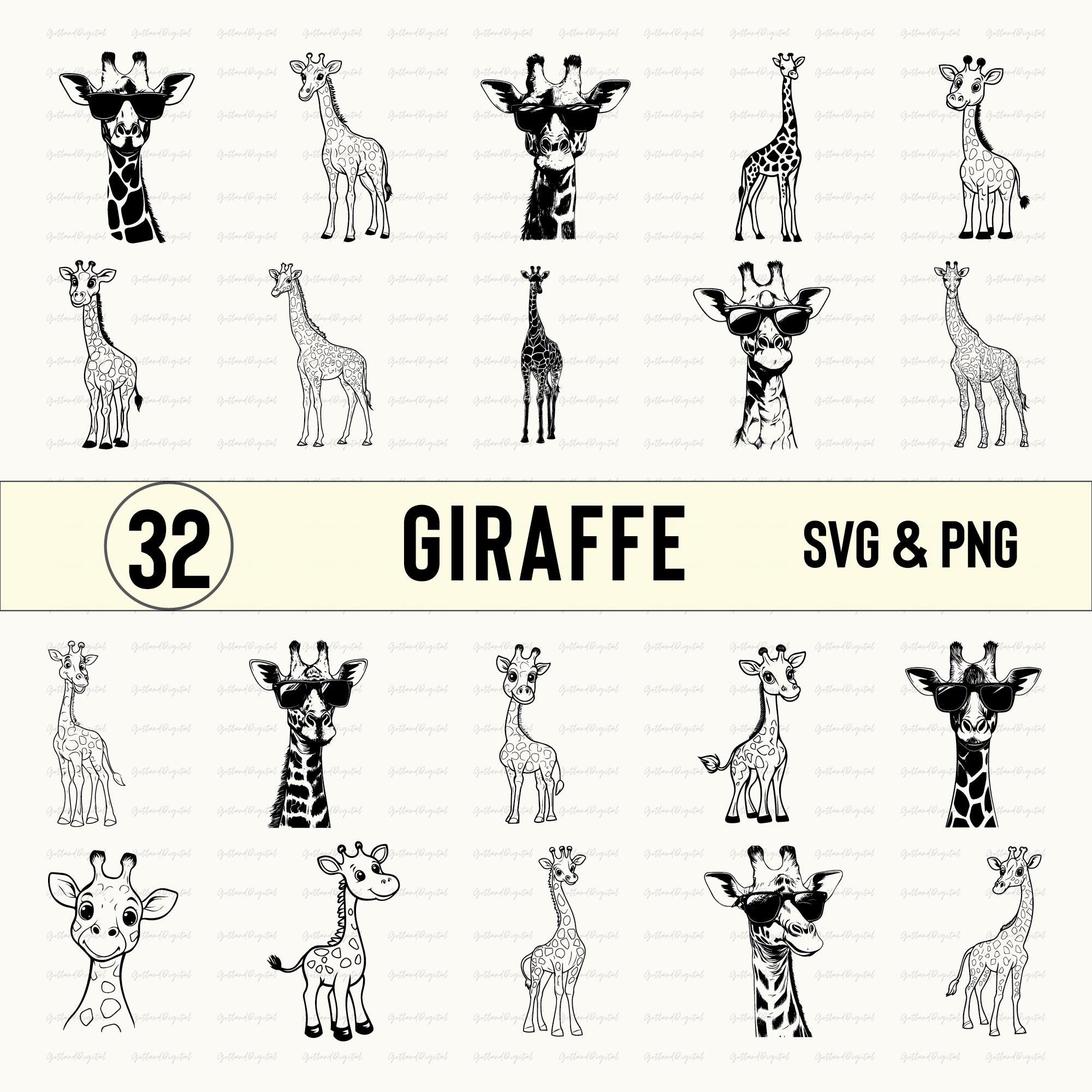 Giraffe Svg Bundle, Giraffe Silhouette, Giraffe Clipart, Giraffe Vector ...