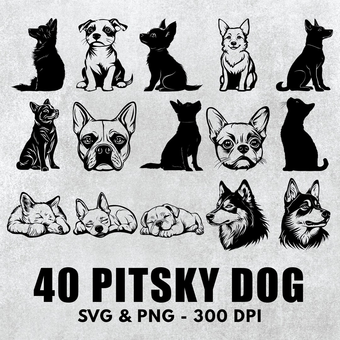 Pitsky Silhouette Bundle, Pitsky Vector, Pitsky Clipart Vector, Pitsky ...