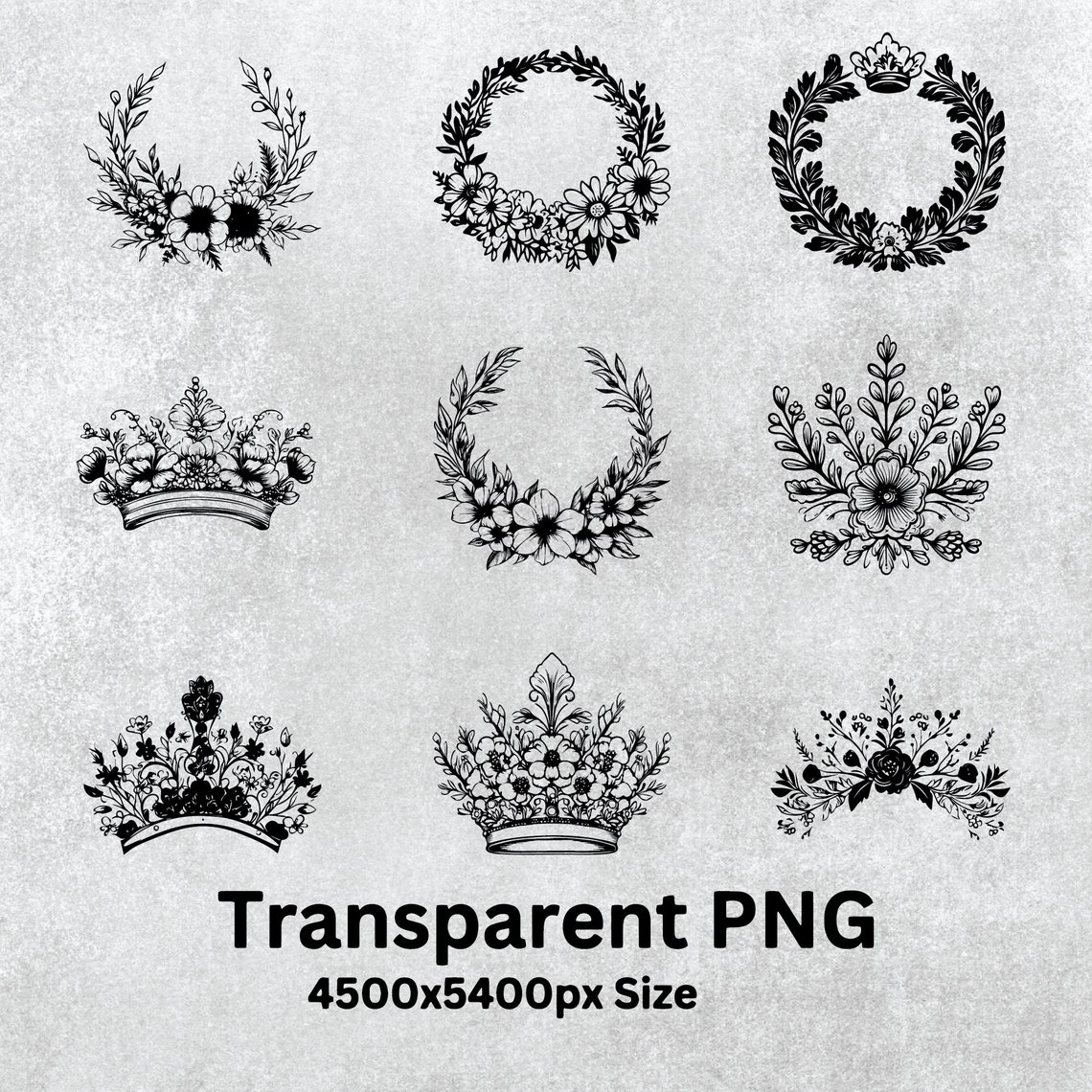 Floral Crown Svg Bundle, Floral Crown Silhouette, Floral Crown Clipart ...