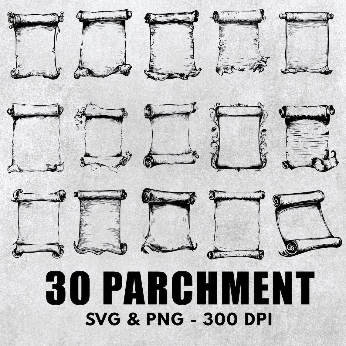 Parchment SVG Bundle: Scroll Clipart, Logo Icon (PNG, Cricut Files) - Etsy