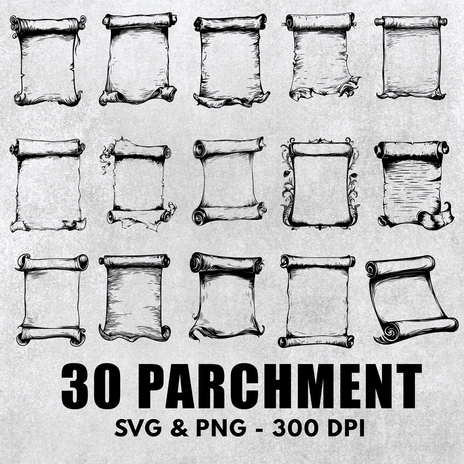 Parchment SVG Bundle: Scroll Clipart, Logo Icon (PNG, Cricut Files) - Etsy