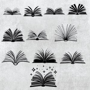 Open Books Svg Bundle, Open Books Silhouette, Open Books Clipart, Open ...