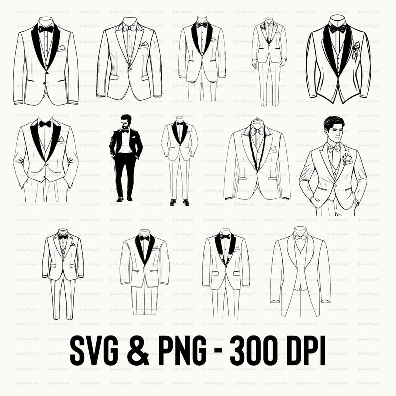 Tuxedo Svg Bundle, Tuxedo Silhouette, Tuxedo Clipart, Tuxedo Vector ...
