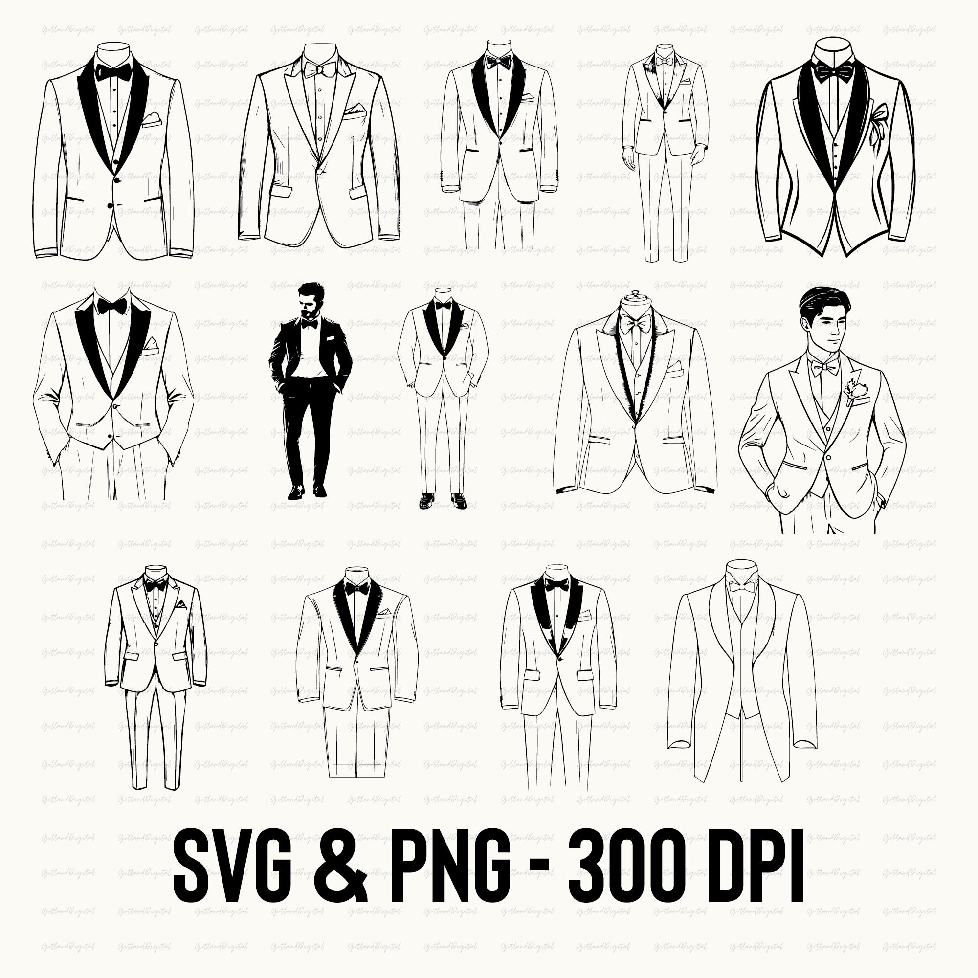Tuxedo Svg Bundle, Tuxedo Silhouette, Tuxedo Clipart, Tuxedo Vector ...
