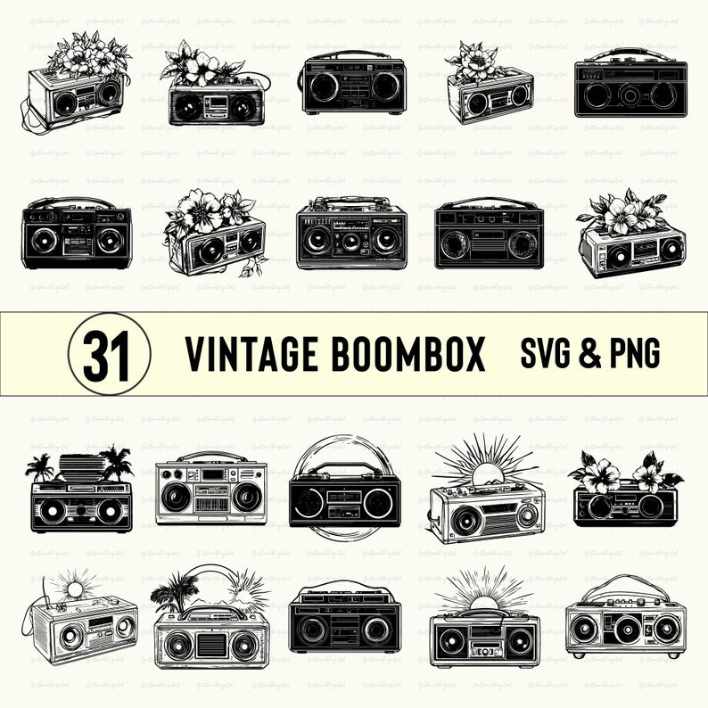 Vintage Boombox Svg Png Bundle, Vintage Boombox Clipart, Vintage ...