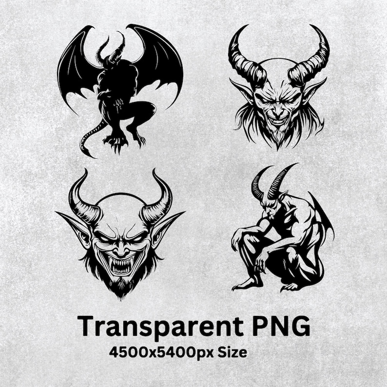 Devil Silhouette SVG Bundle: Cricut Cut Files, Decals, Logos (PNG) - Etsy