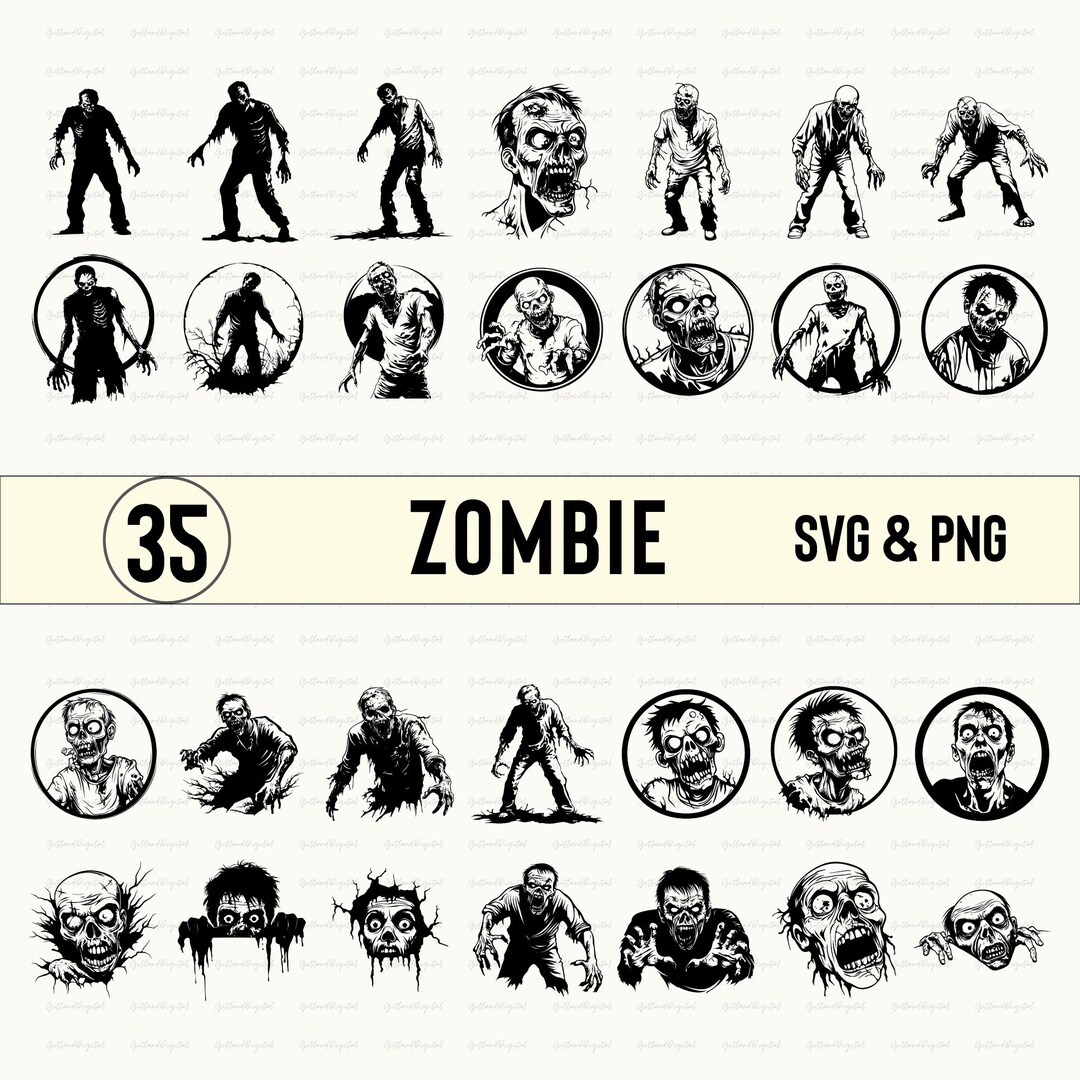 Zombie SVG PNG, Zombie Clipart, Zombie Silhouette, Zombie Vector ...