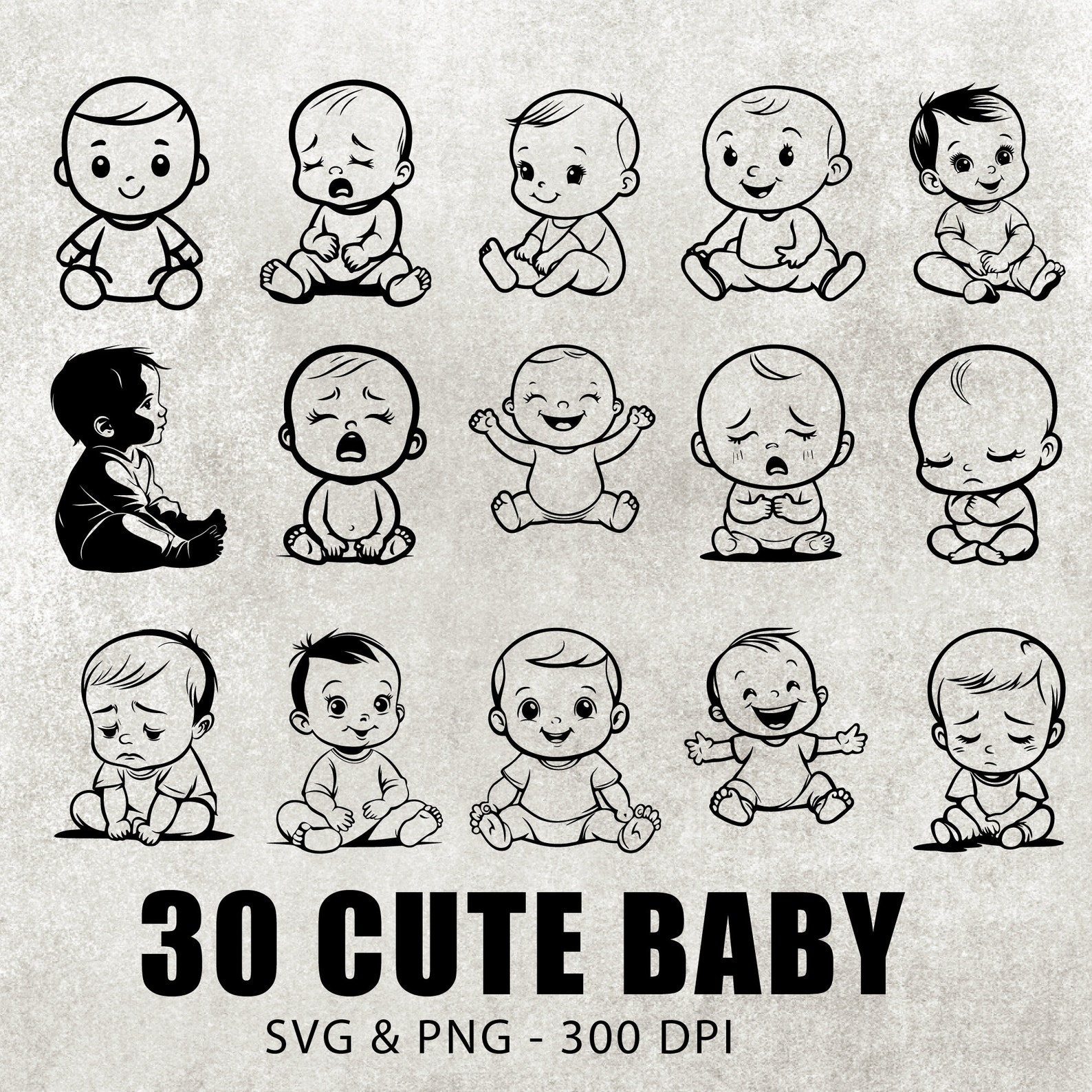 Cute Baby Silhouette Bundle Svg, Cute Baby Svg Vector Set, Cute Baby ...