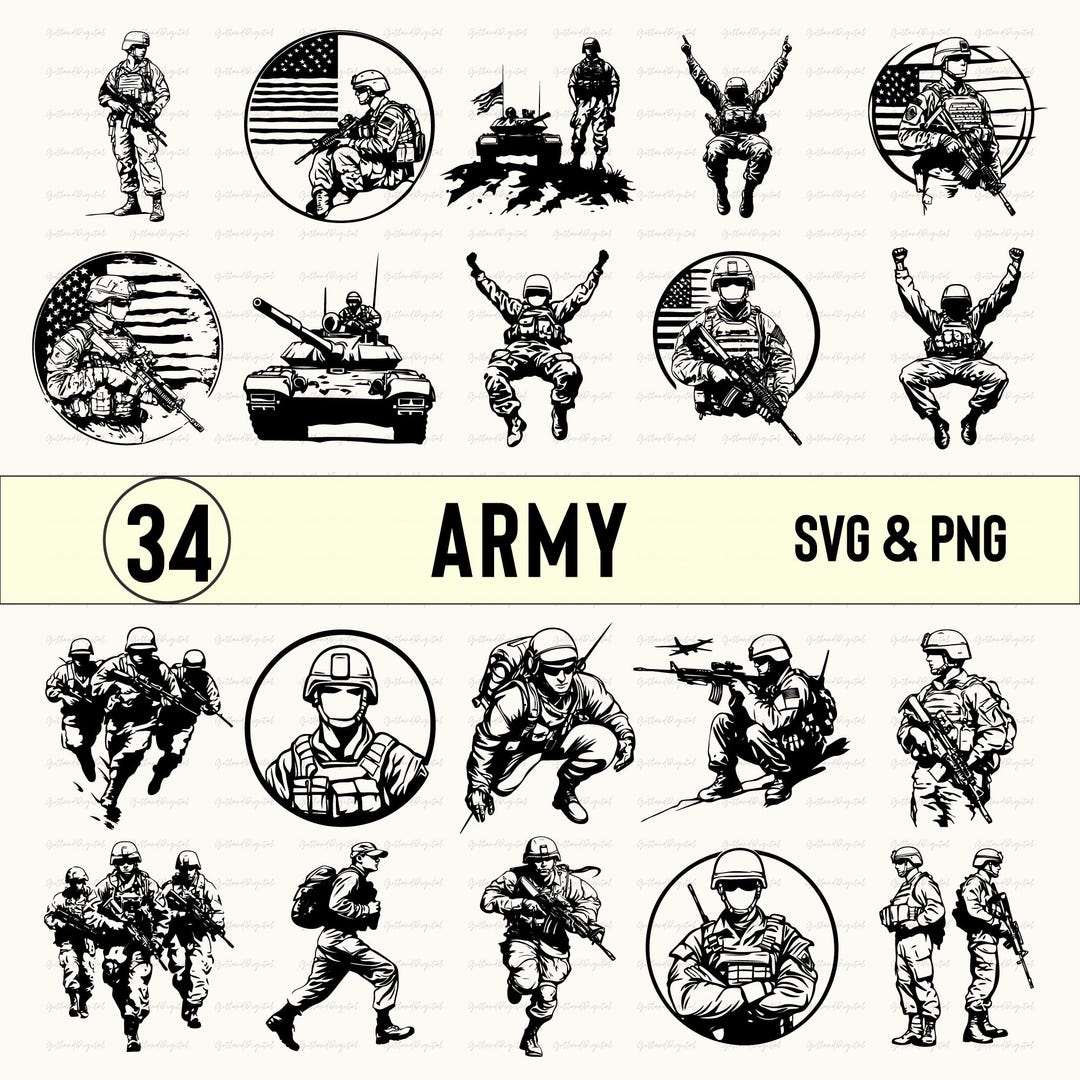 Army Svg Png, Army Clipart, Army Silhouette, Army Vector, Army Cut ...