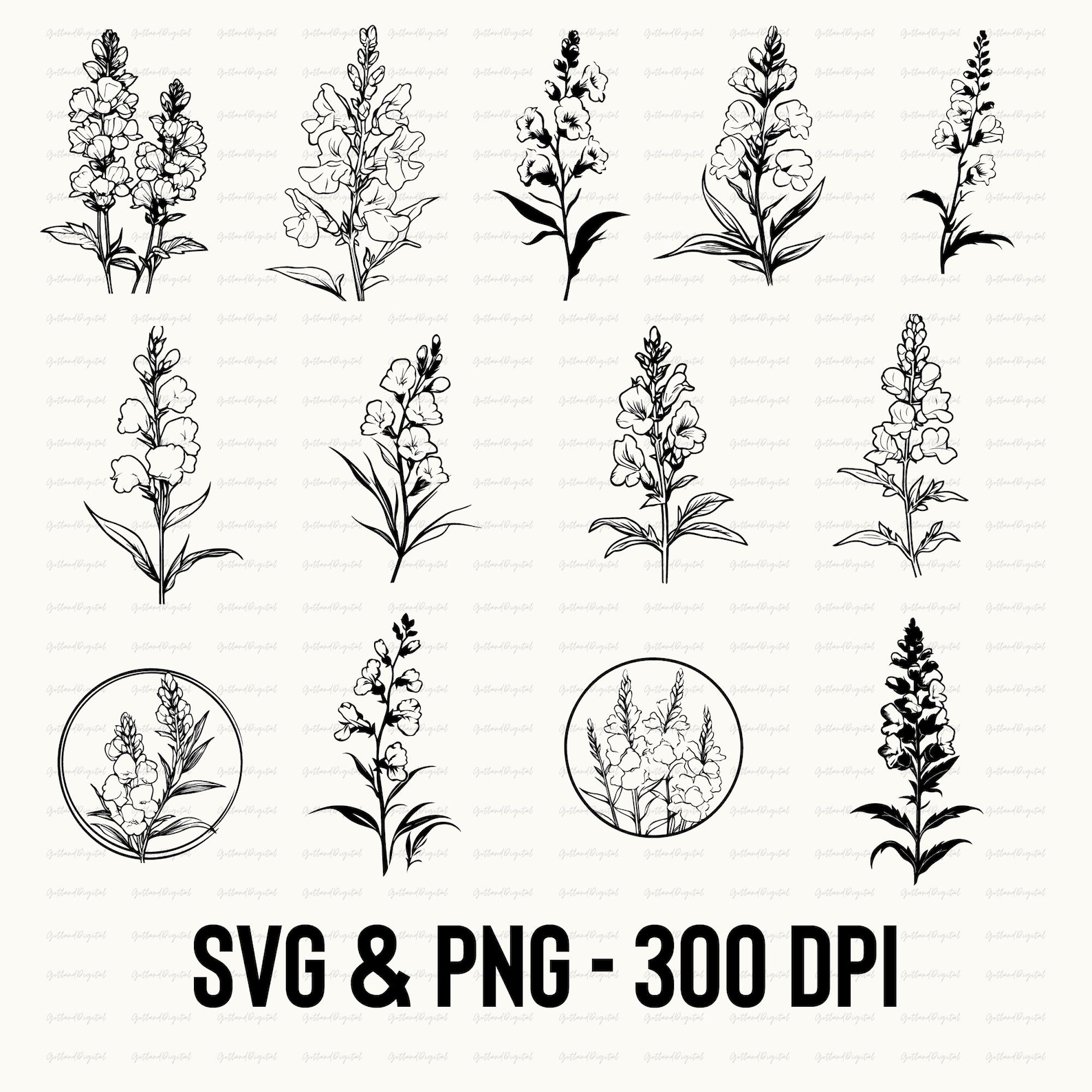 Snapdragon Flower Svg PNG Bundle, Snapdragon Flower Silhouette ...
