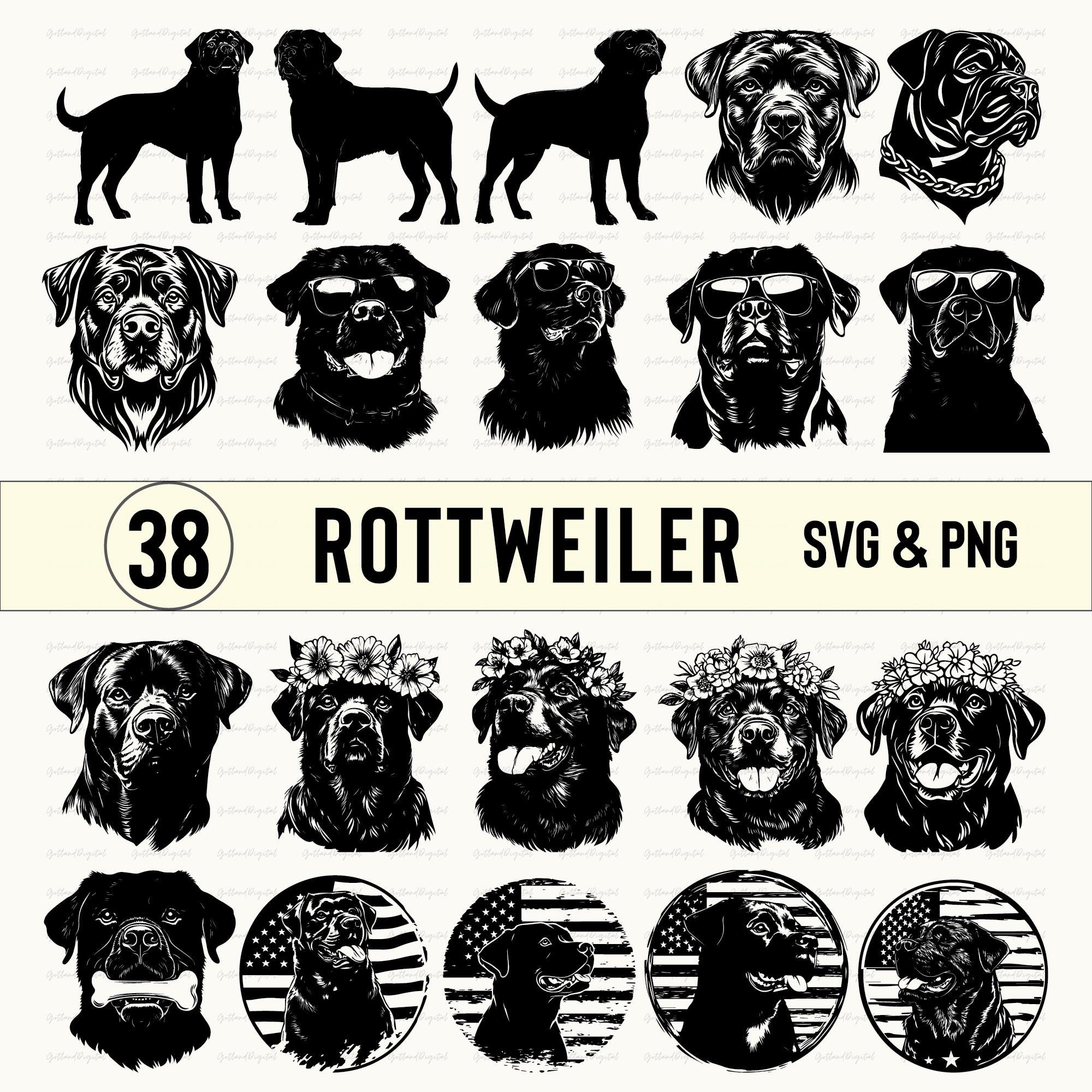 Rottweiler Svg Bundle, Rottweiler Silhouette, Rottweiler Clipart ...