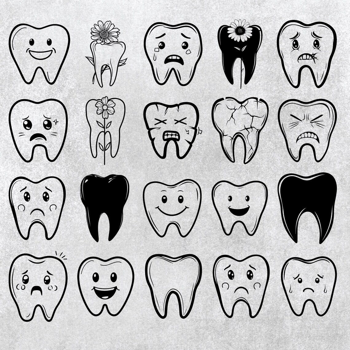 Tooth Svg Bundle, Tooth Silhouette, Tooth Clipart, Tooth Vector, Tooth ...