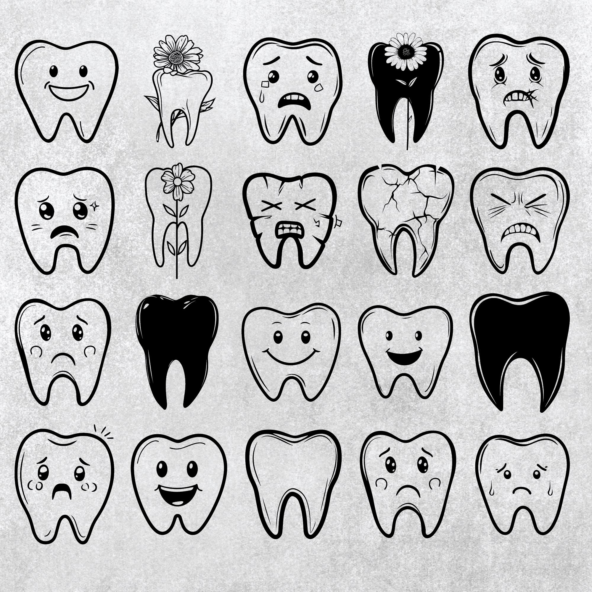 Tooth Svg Bundle, Tooth Silhouette, Tooth Clipart, Tooth Vector, Tooth ...