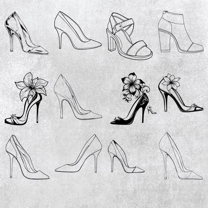 Heels Svg Bundle, Heels Silhouette Set, Heels Clipart, Heels Decal ...
