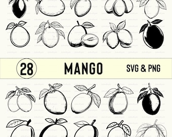 Cartoon Mango Clipart, Mango SVG, Vector Mango Cut File for Cricut, PNG ...